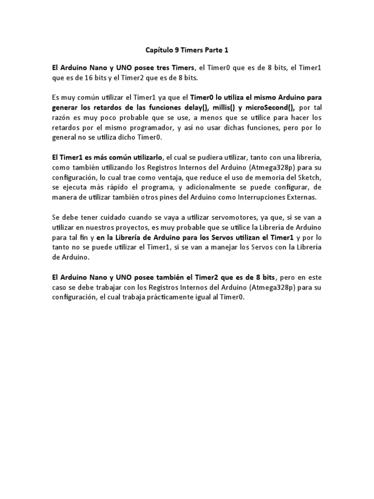 Capítulo 9 Timers Parte 1 | PDF | Arduino | Programación de computadoras