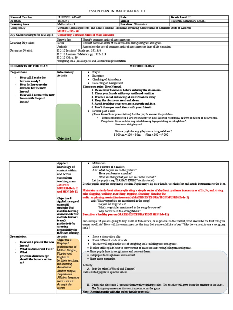 Cot 2 Lesson Plan 1 | PDF | Teachers | Learning