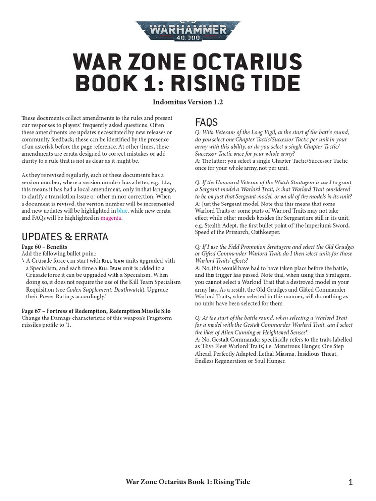 War Zone Octarius Errata | PDF