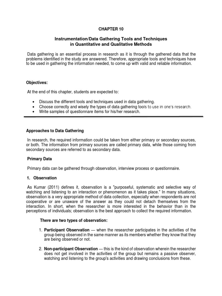 Instrumentation/Data Gathering Tools and Techniques in Quantitative and ...