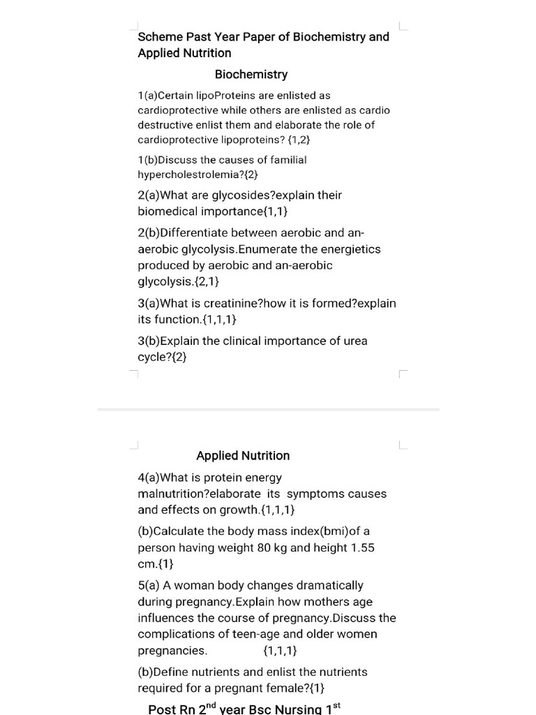 Biochemistry Past Papers-1 | PDF