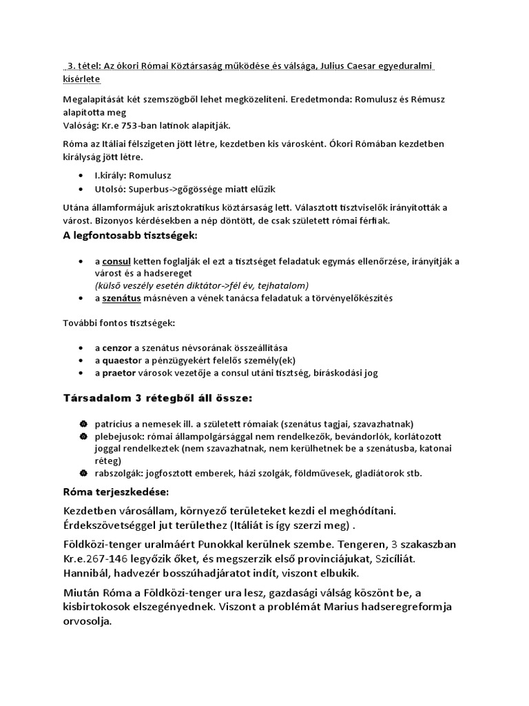 Az Ókori Római Köztársaság Működése És Válsága, Julius Caesar ...