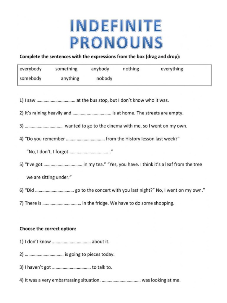 Indefinite Pronouns | PDF