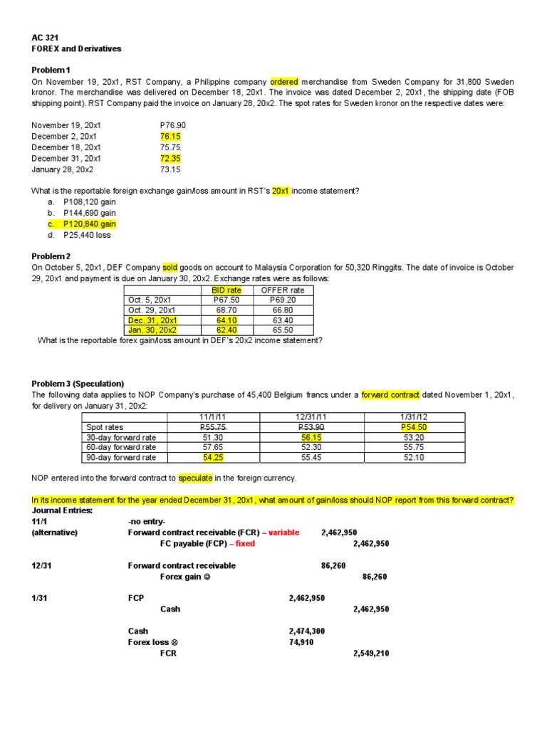 Forex and Derivatives Exercise Problems For Discussion | PDF | Futures Contract | Hedge (Finance)