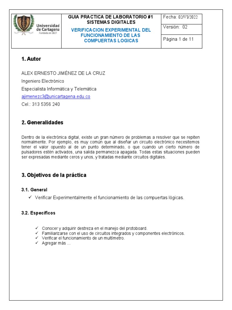 1a GUIA DE LABORATORIO DIGITALES v3.0 | Descargar gratis PDF | Puerta lógica | Ingenieria Eléctrica