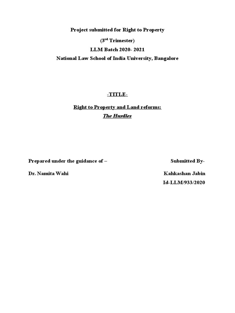 Right To Property and Land Reforms 113 | PDF | Eminent Domain | Right ...