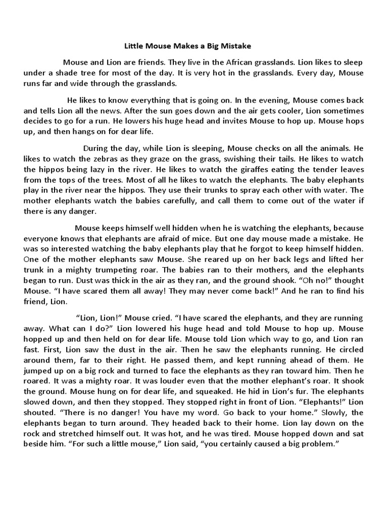 Little Mouse Makes A Big Mistake | PDF | Elephant | Mouse