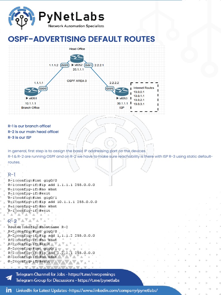 OSPF Default Route Advertisement 1 | PDF | Network Protocols | Wide ... OSPF Default Route Advertisement 1 | PDF | Network Protocols | Wide ...