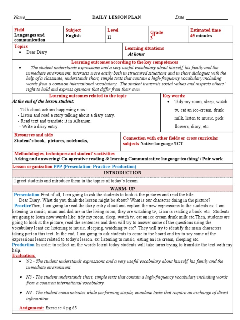 84 Dear Diary Pdf Vocabulary Learning