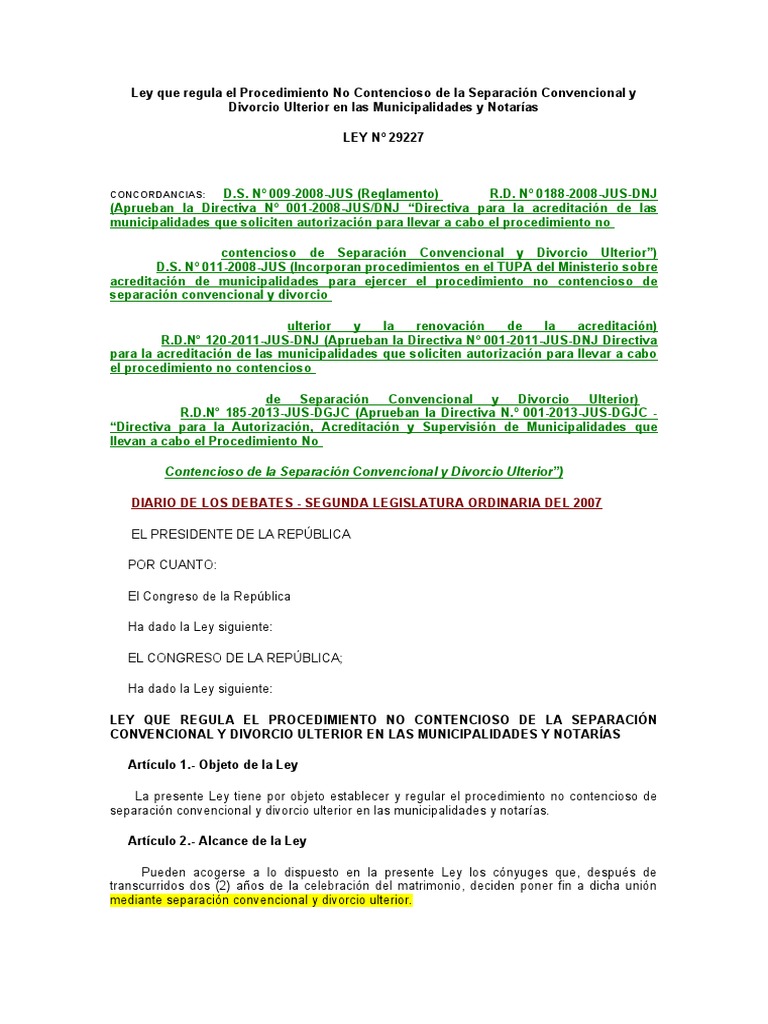Ley #29227 | PDF | Divorcio | Propiedad de la comunidad