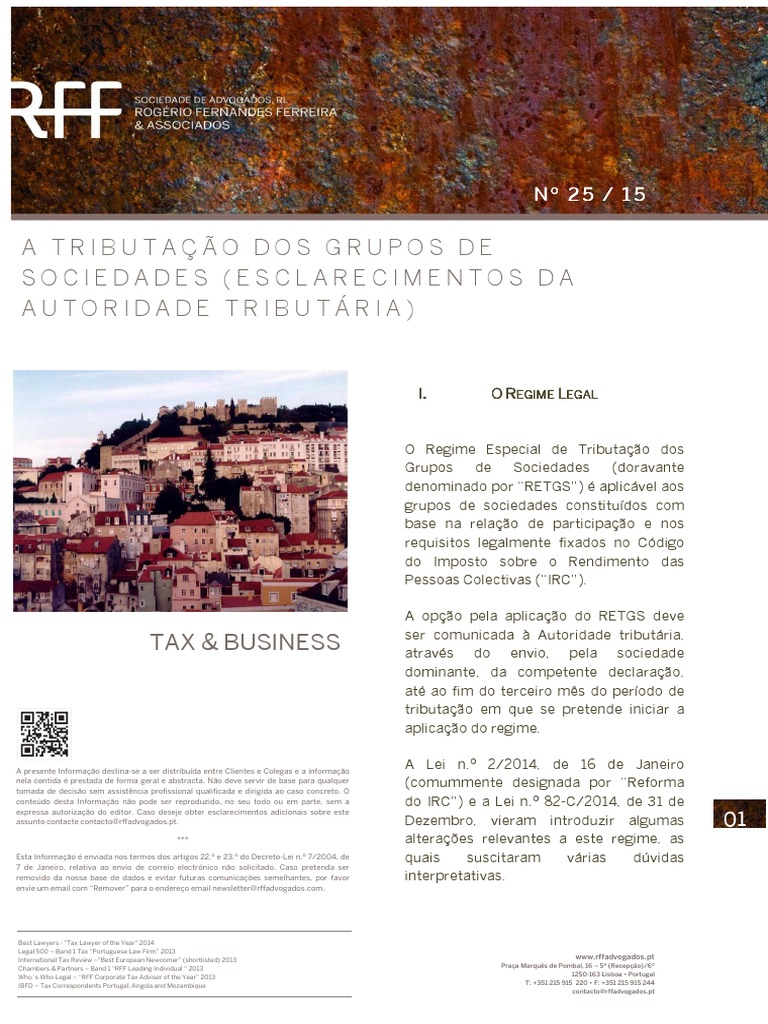 A Tributacao Dos Grupos de Sociedades - Esclarecimentos Da Autoridade ...