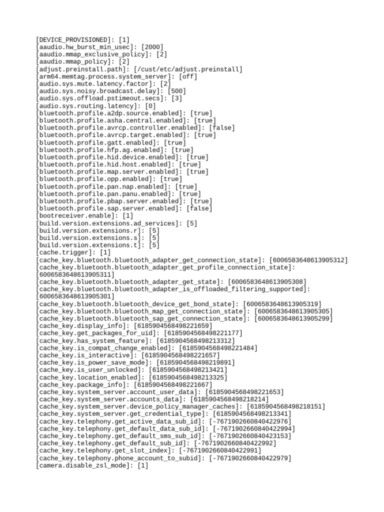 Android System Configuration Data | PDF | Information And Communications Technology | Computing