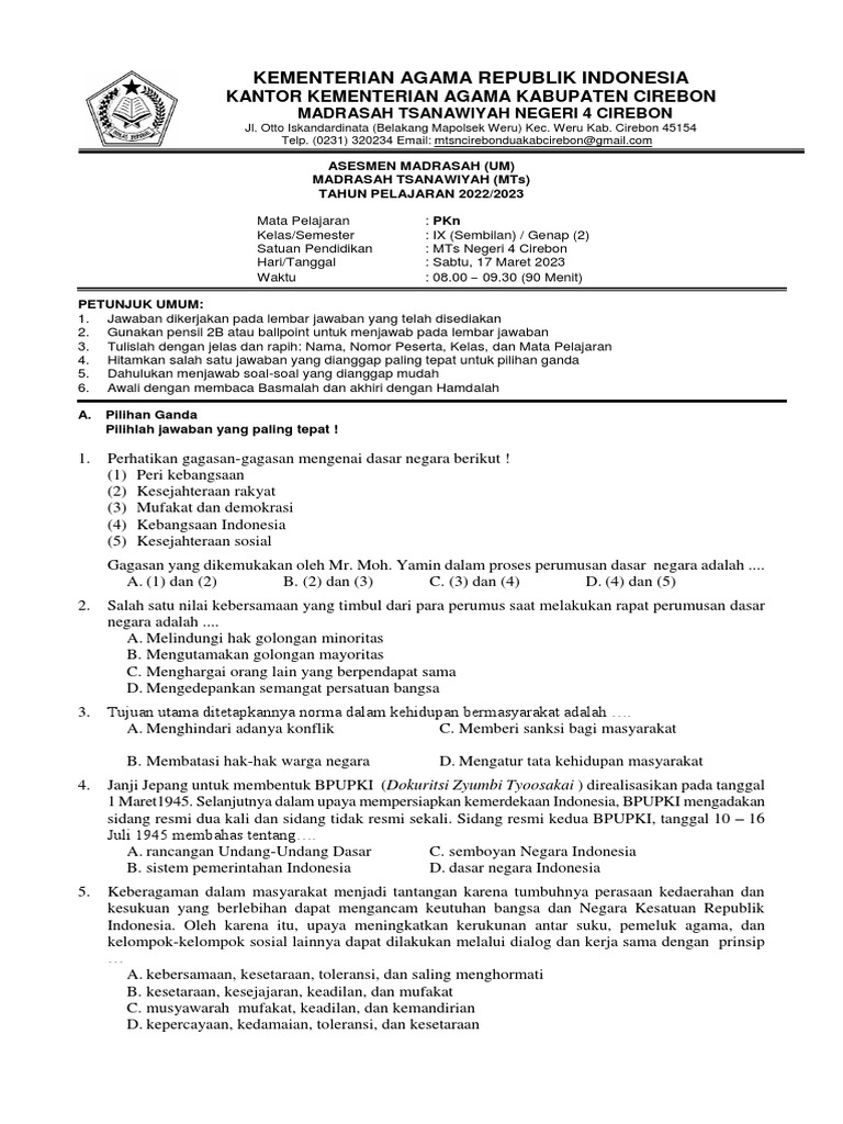 Soal Am PKN 2023 | PDF | Politik