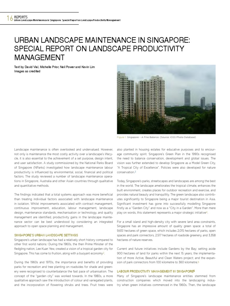 urban landscape maintenance productivity singapore | PDF | Employment ...