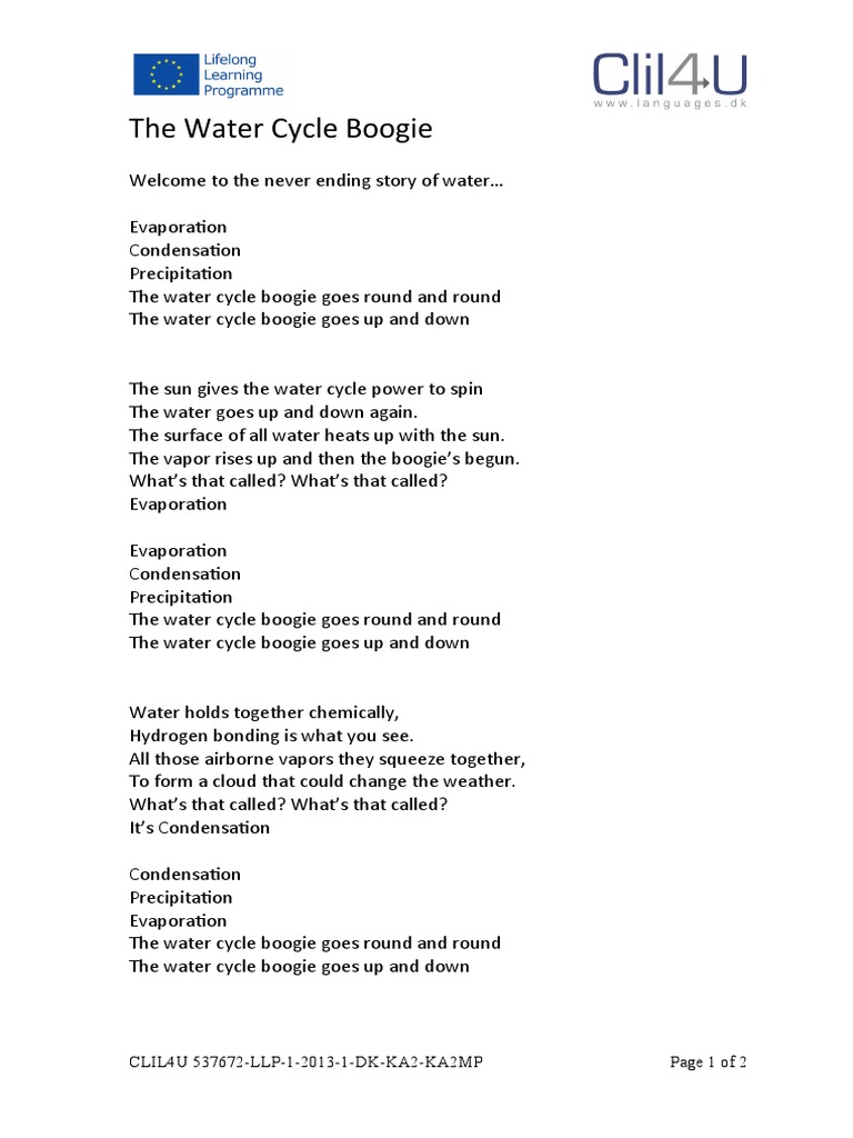 Song The Water Cycle Boogie | PDF