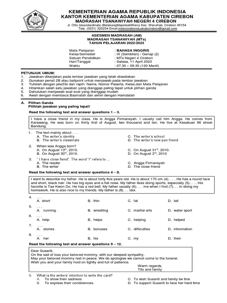 Soal Am B. Inggris 2023 | Download Free PDF | Snake