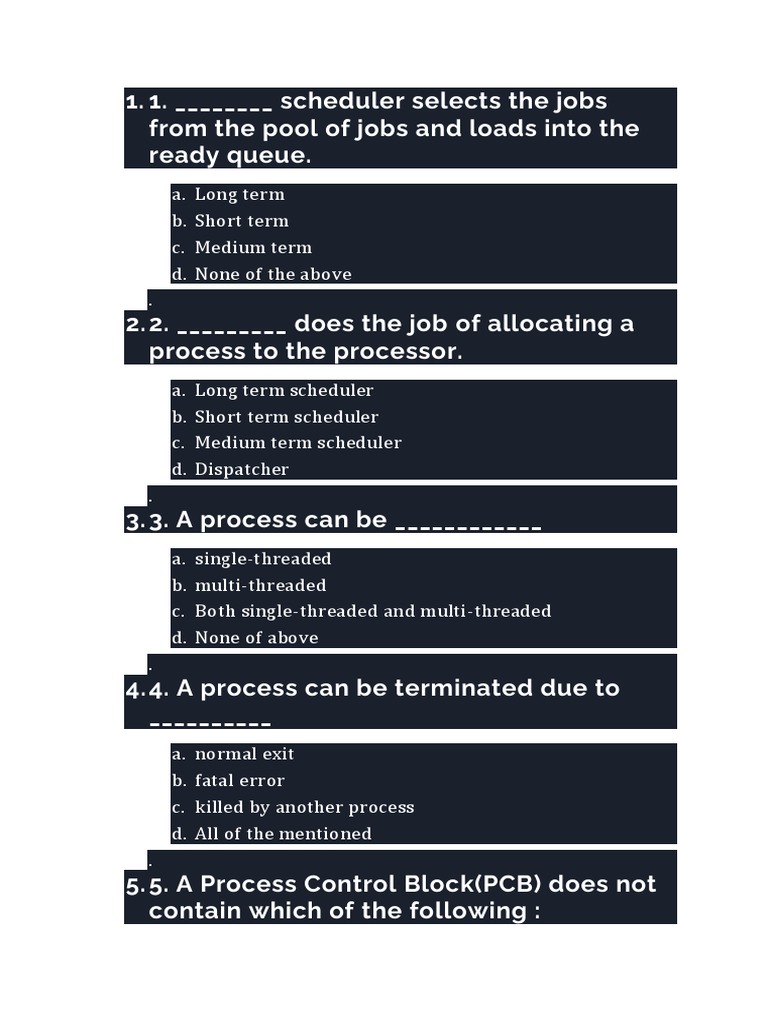 OS MCQ (Part 2) | PDF | Scheduling (Computing) | Thread (Computing)