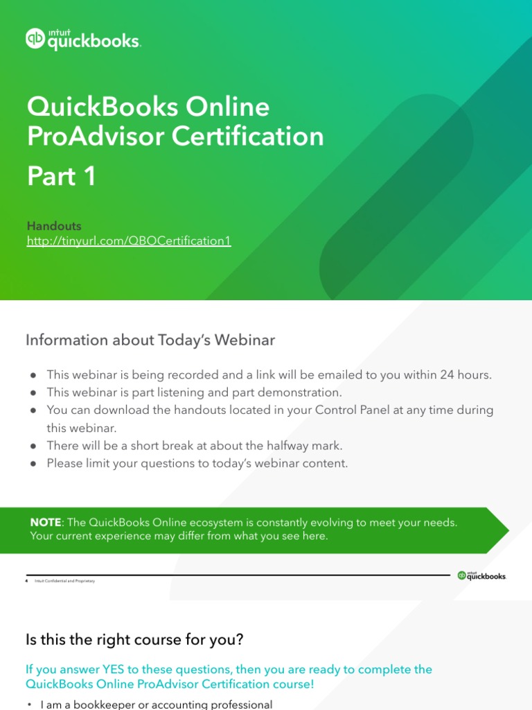 QBO ProAdvisor Certification Part 1 Slides | PDF | Quick Books | Receipt