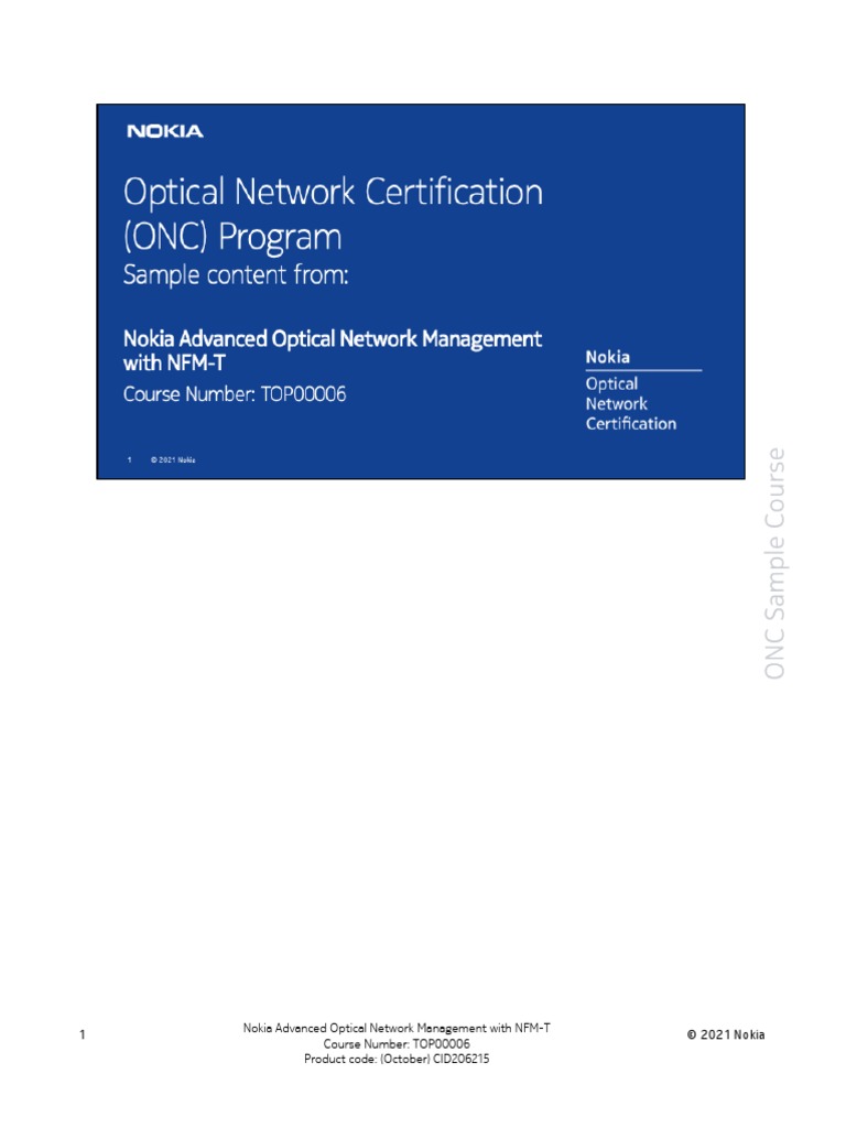 Nokia Advanced Optical Network Management NFM T Sample Course Document EN | PDF | Computer ...
