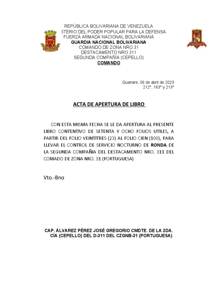 Acta de Apertura Del Libro 08jun2023 | PDF | Gobierno | Valores