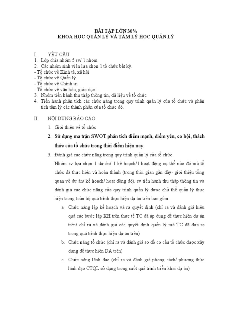 BÀI TẬP LỚN KHQL TLHQL | PDF