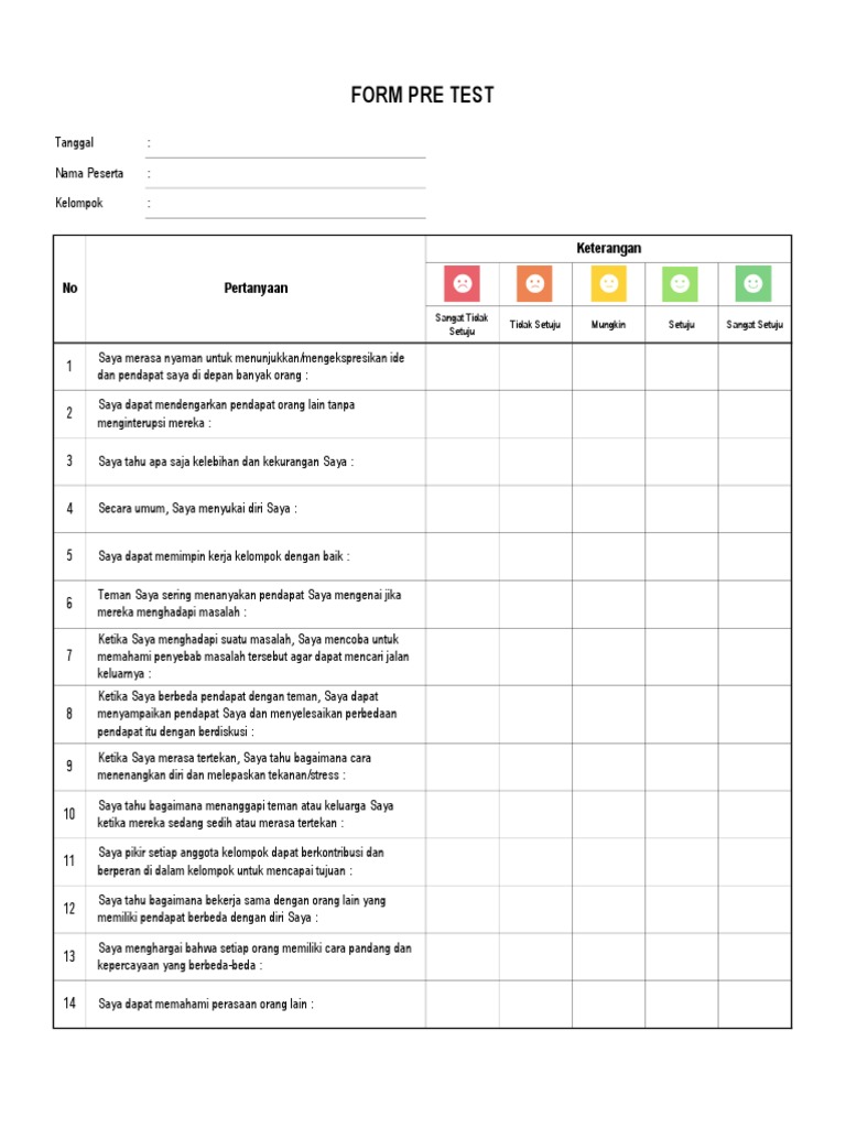 Formulir Pretest Keterampilan Sosial | PDF | Karier & Perkembangan