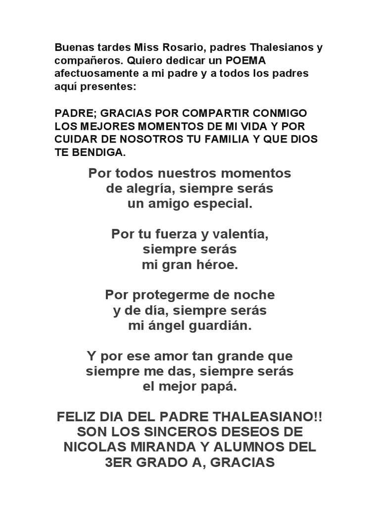 Poema Dia Del Padre | PDF | Poesía