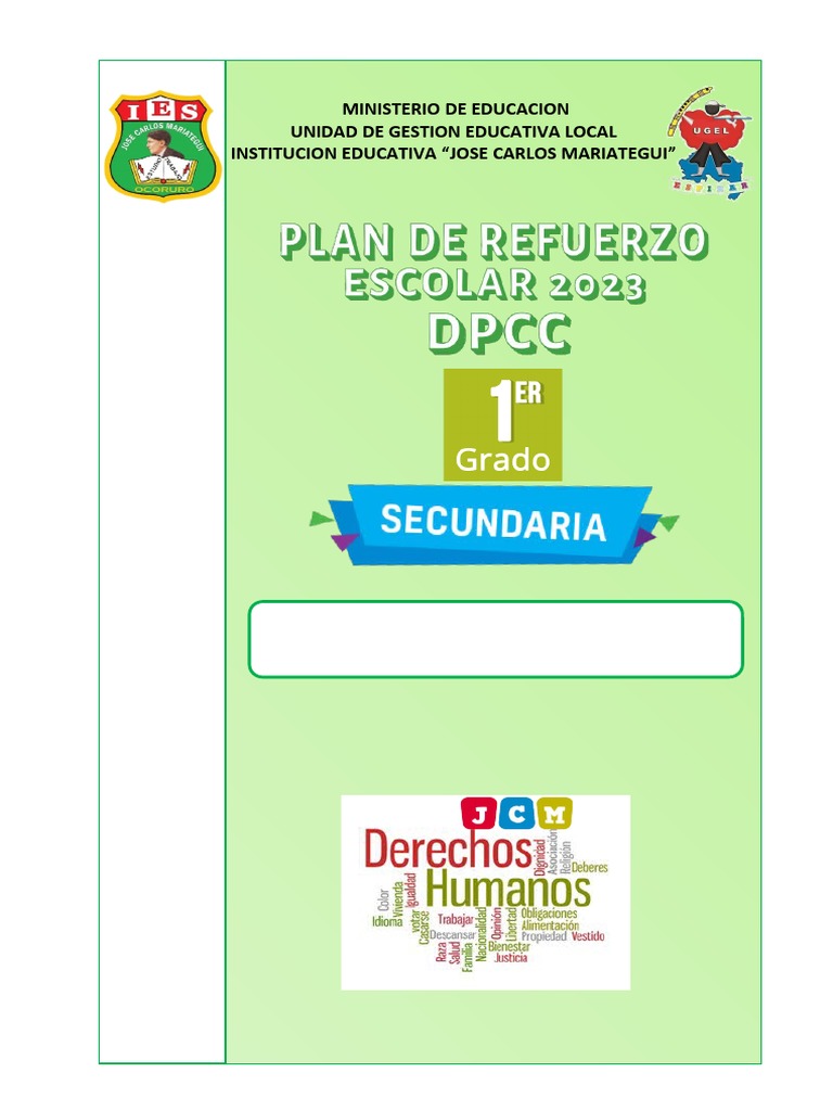 Plan Refuerzo DPCC 1ro | PDF | Evaluación | Las emociones