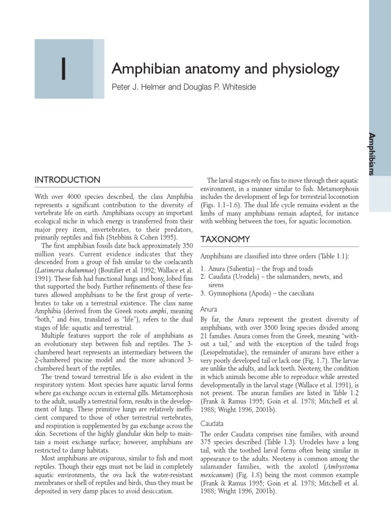 Cap. 01 - Amphibian Anatomy and Physiology | PDF | Amphibian | Frog