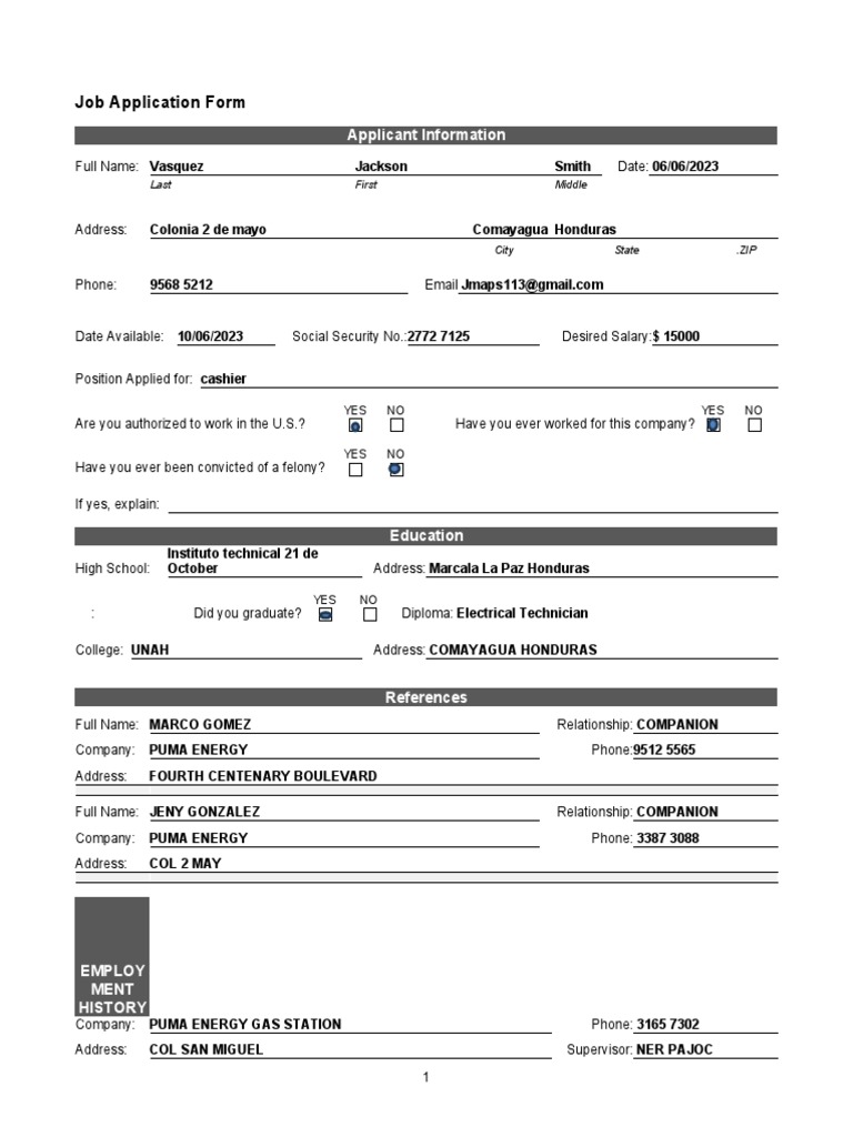 Employment Application | PDF