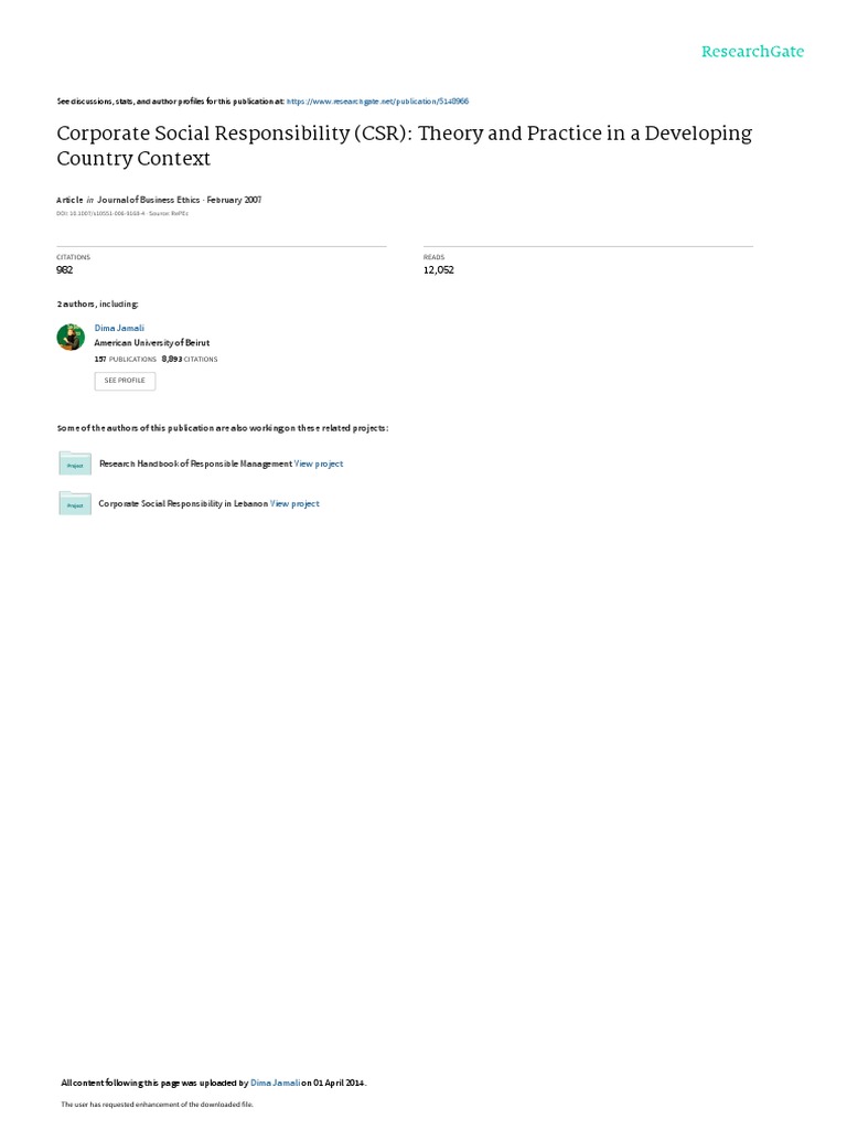 Corporate Social Responsibility CSR Theory and Pra | PDF | Corporate Social Responsibility | Lebanon
