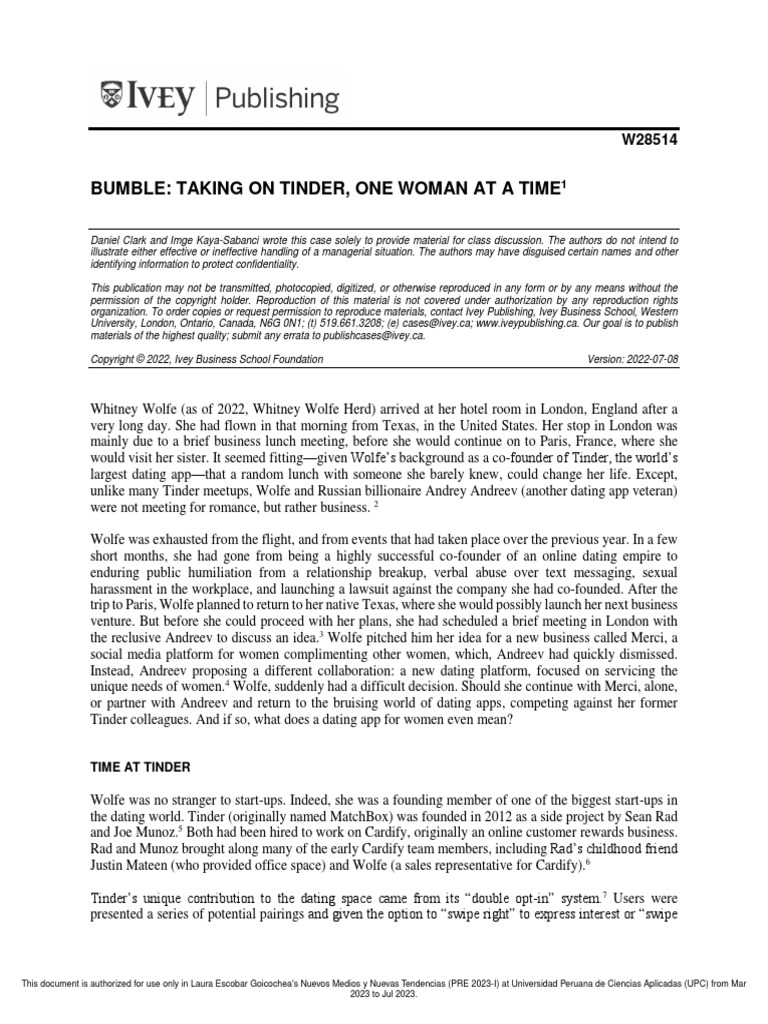 Bumble Tenden | PDF | Tinder (App) | Online Dating Service