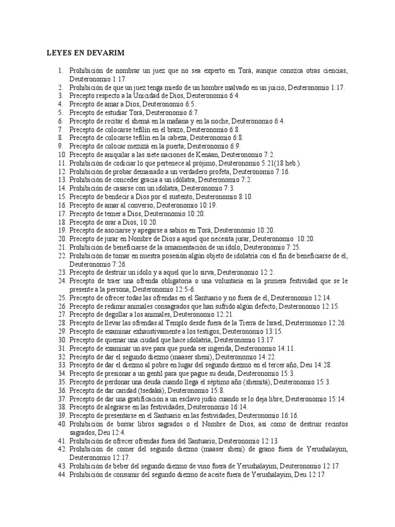 Leyes en Devarim | PDF | Mitzvá | Judios y judaísmo
