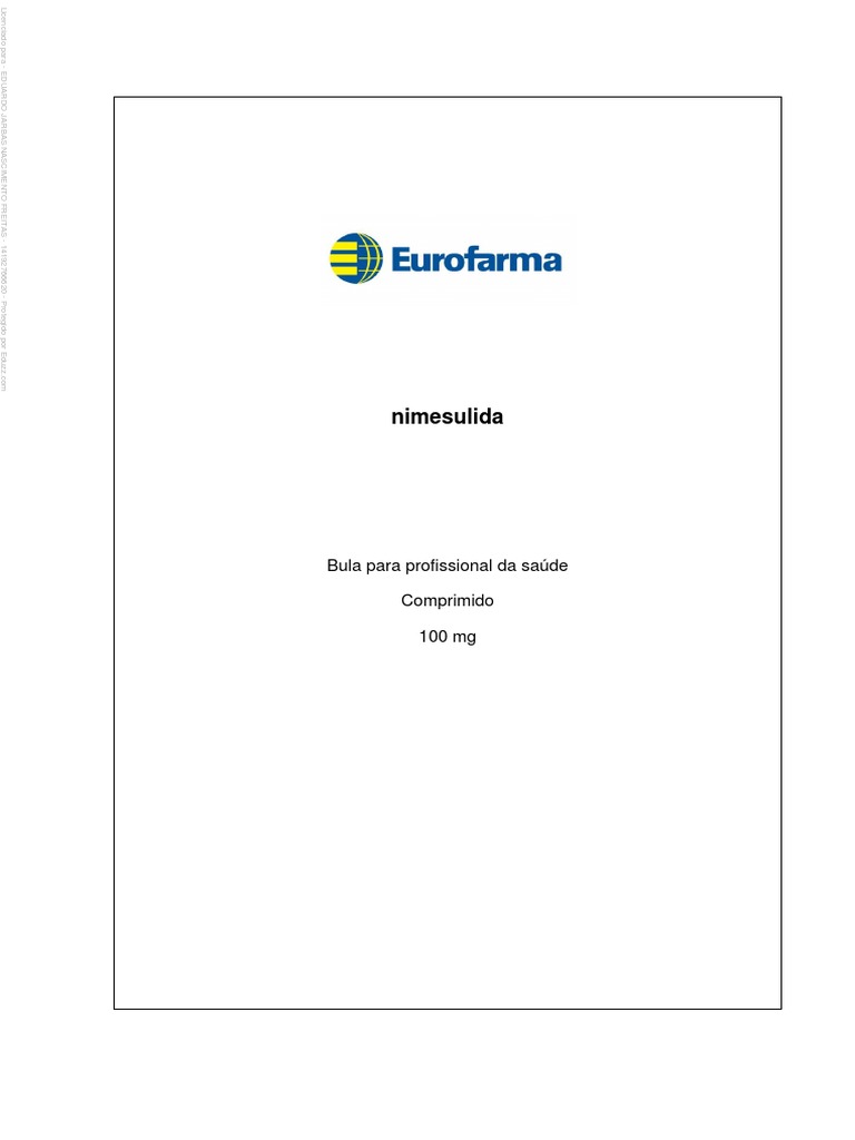 Bula do Comprimido de Nimesulida 100mg | PDF | Anti-inflamatório não ...