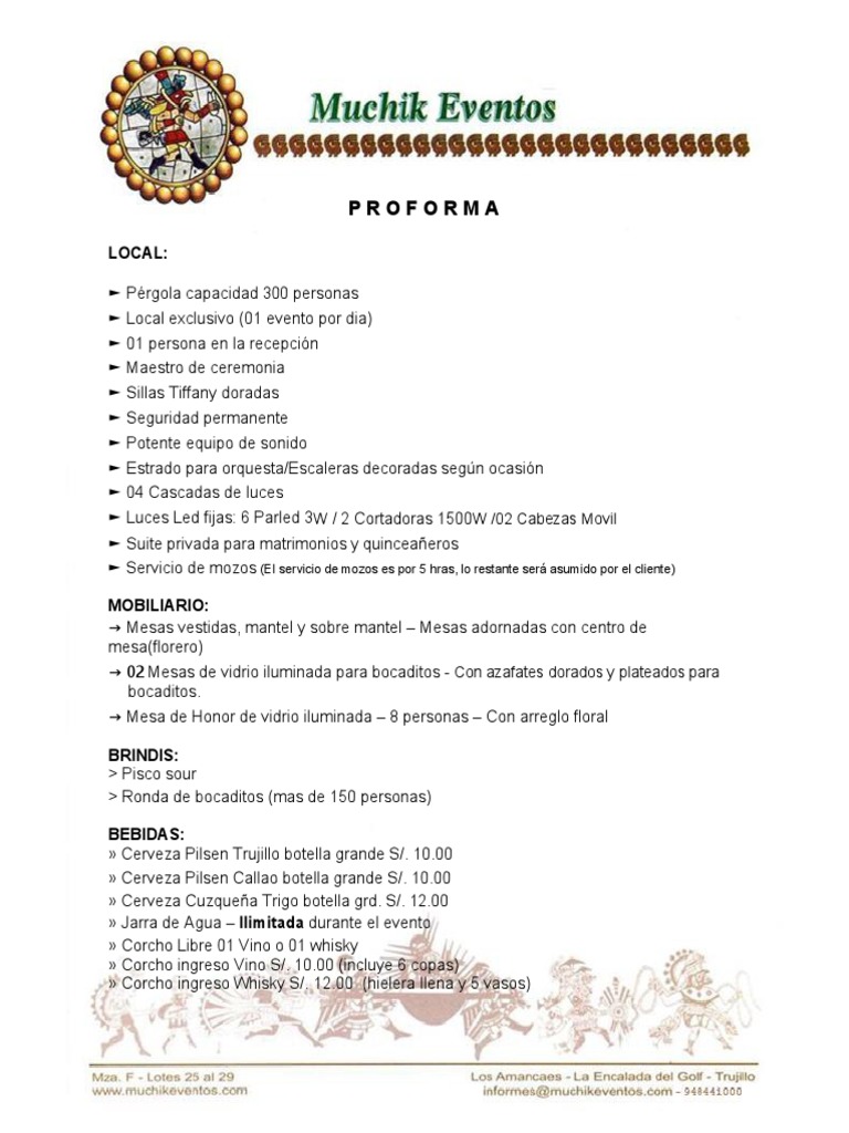 Proforma 2 0 2 3 - Muchik | PDF | ensalada | Ingredientes de comida