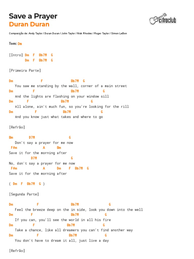 Cifra Club - Duran Duran - Save A Prayer | PDF
