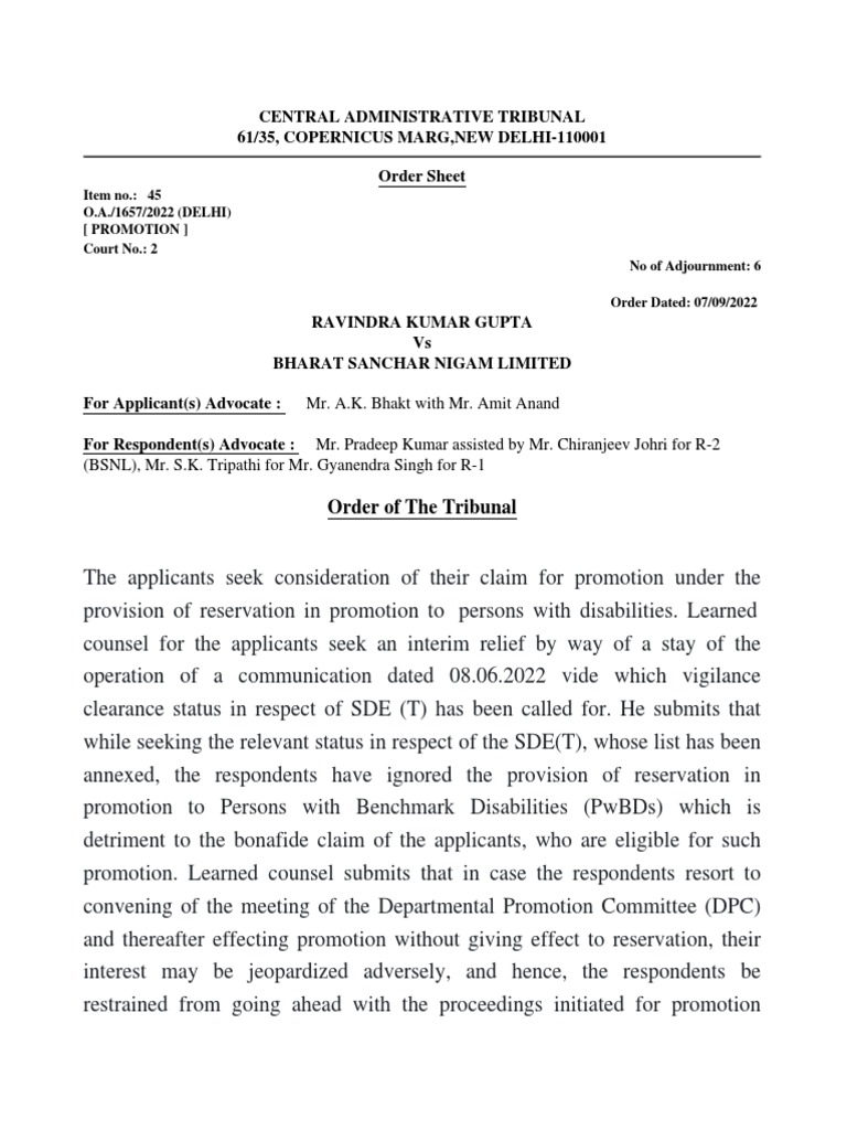 Interim Order of Cat For PWD | Download Free PDF | Political Law ...