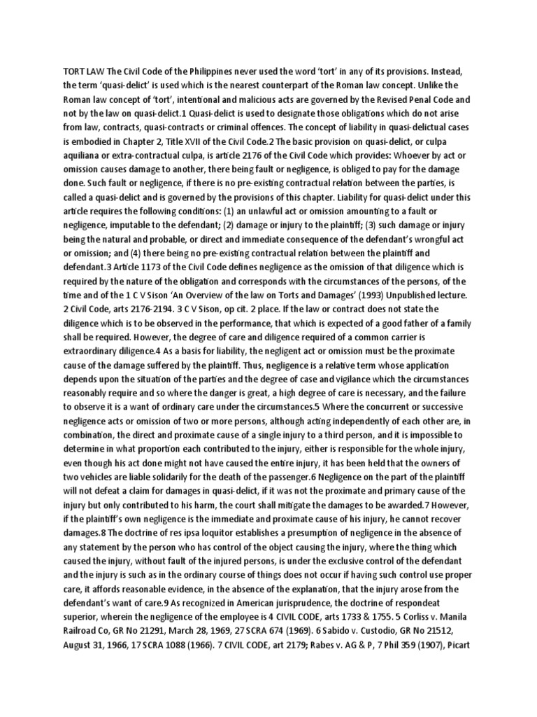 Understanding Quasi-Delict in Philippine Law | PDF | Negligence | Tort