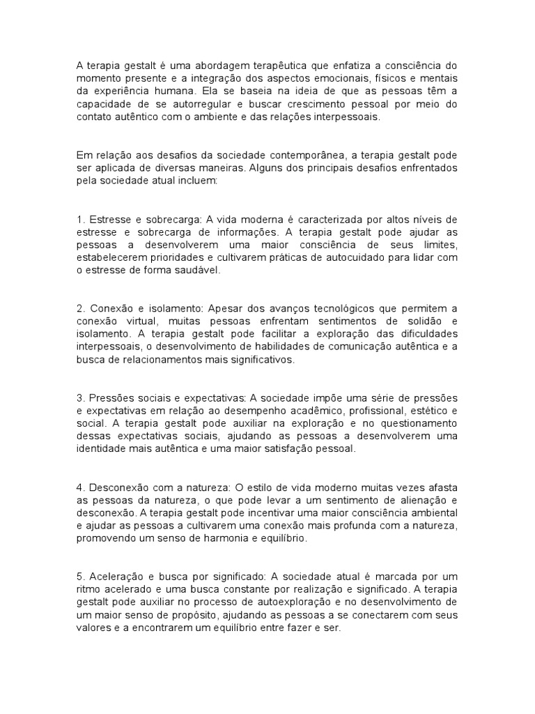 Gestalt e Sociedade | PDF | Terapia Gestalt | Natureza