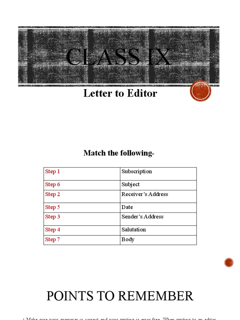 Class IX - Letter To Editor | PDF