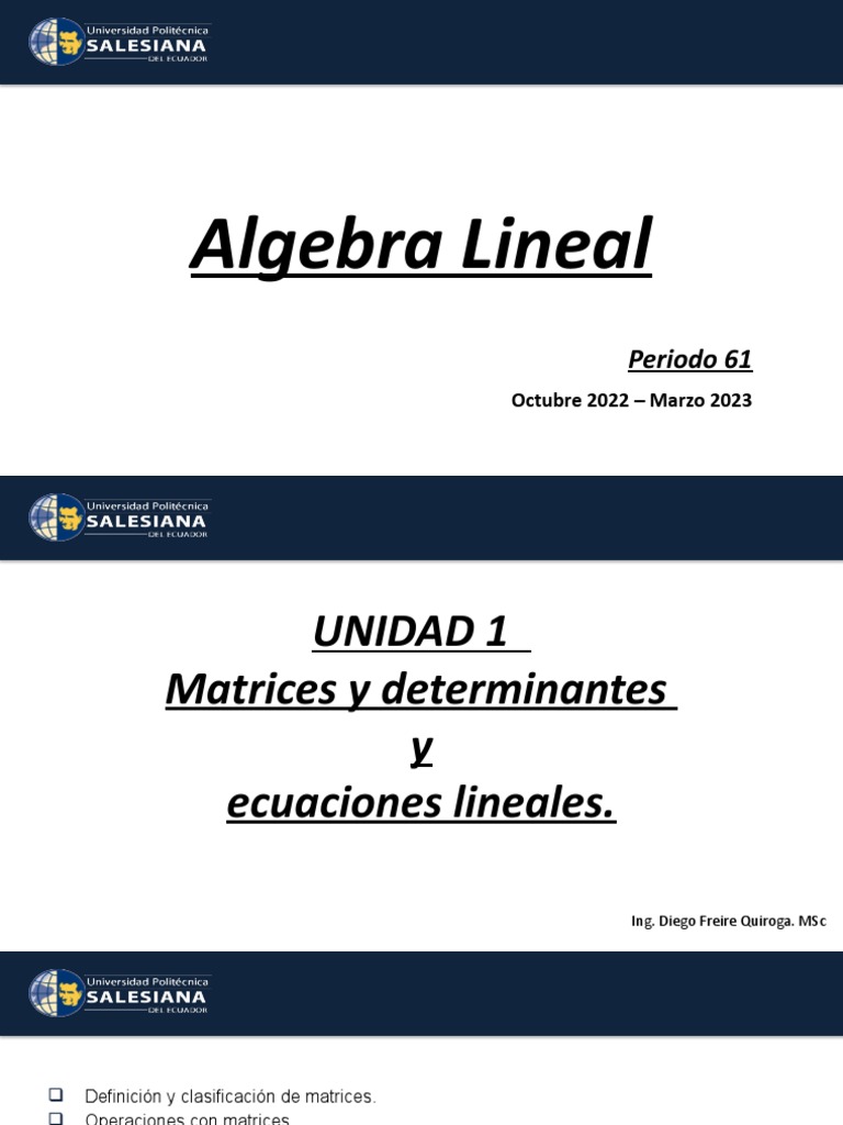 Algebra Lineal - Unidad 1 - 01 | PDF