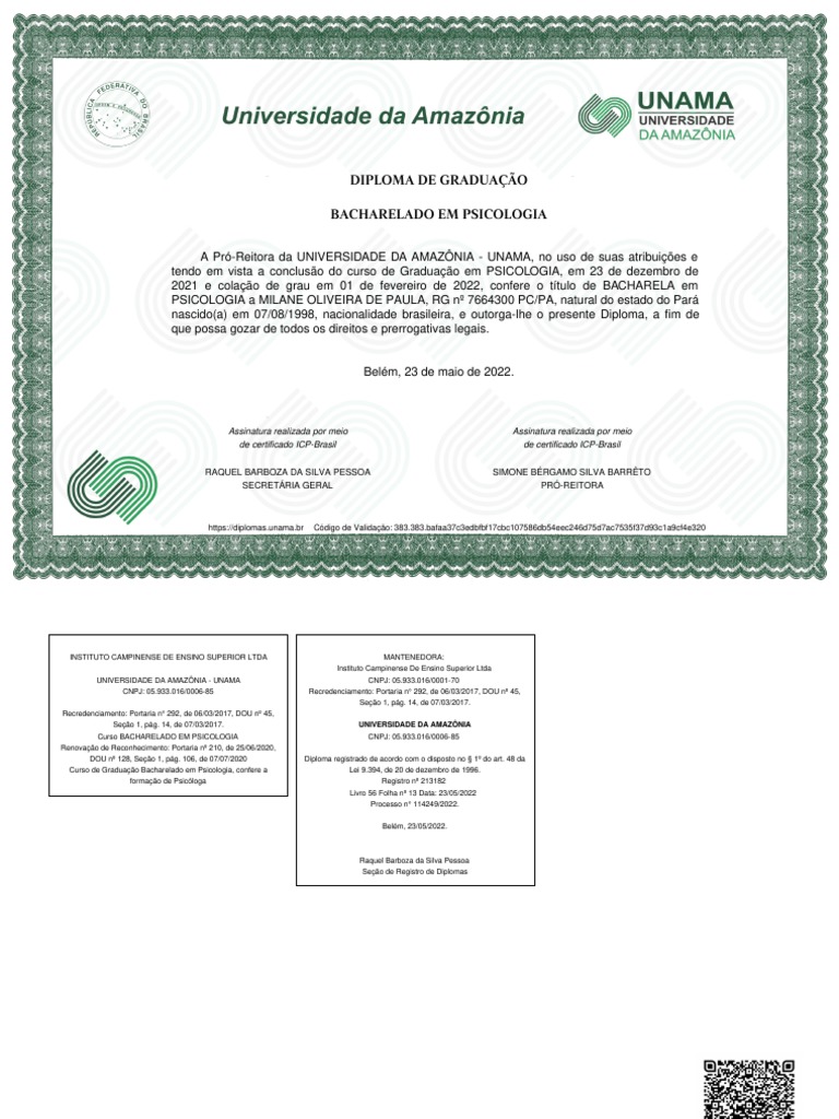 Diploma | PDF | Diploma de bacharel | Formação universitária