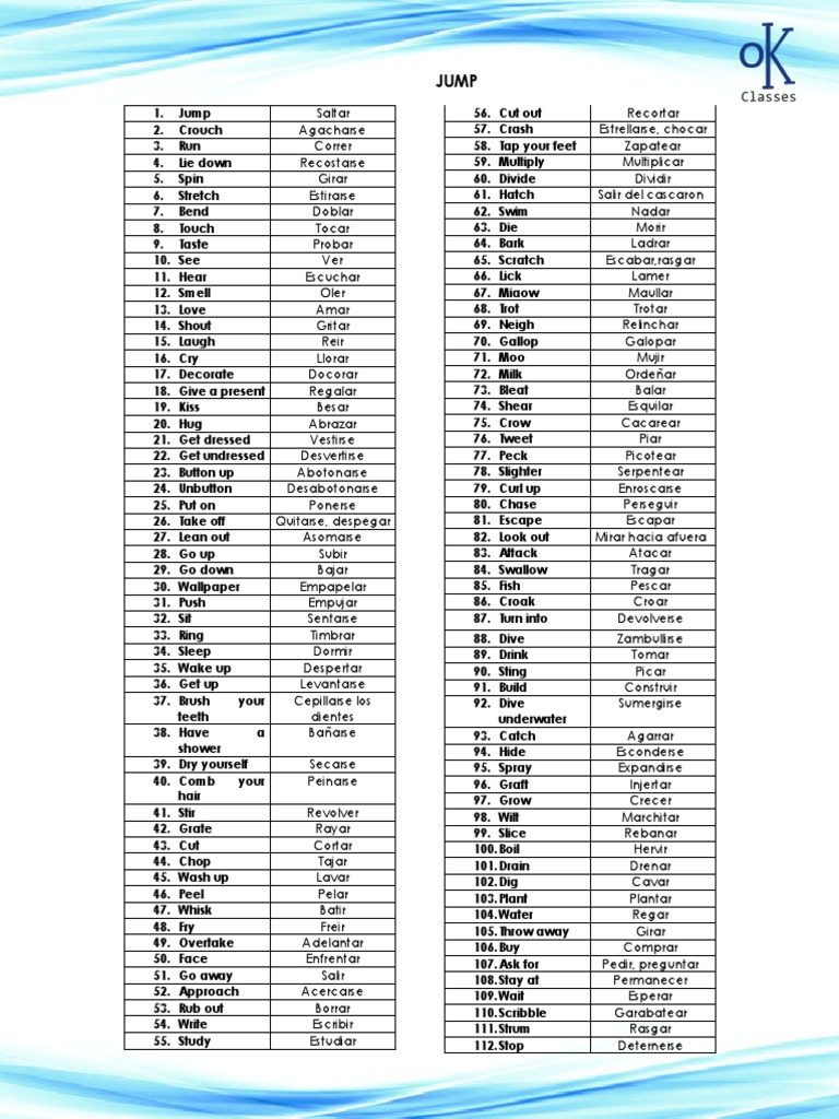Jump Vocabulary | PDF
