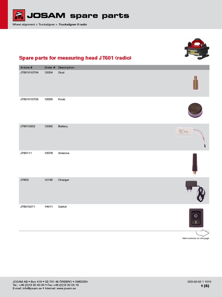 Josam Spare Parts Catalogue | PDF | Capacitor | Inductor