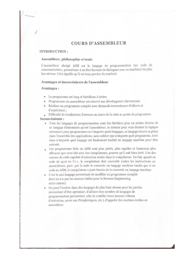 Cours D'assembleur | PDF
