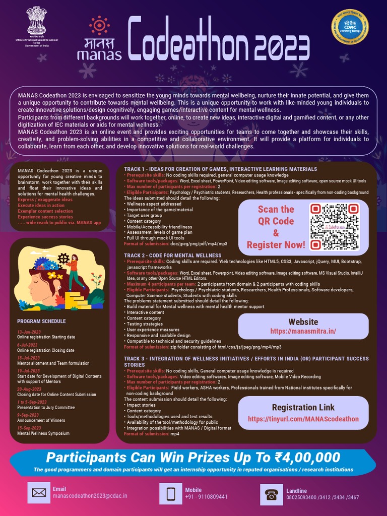 MANAS Codeathon 2023: Innovate for Wellness | PDF | Mind | Software