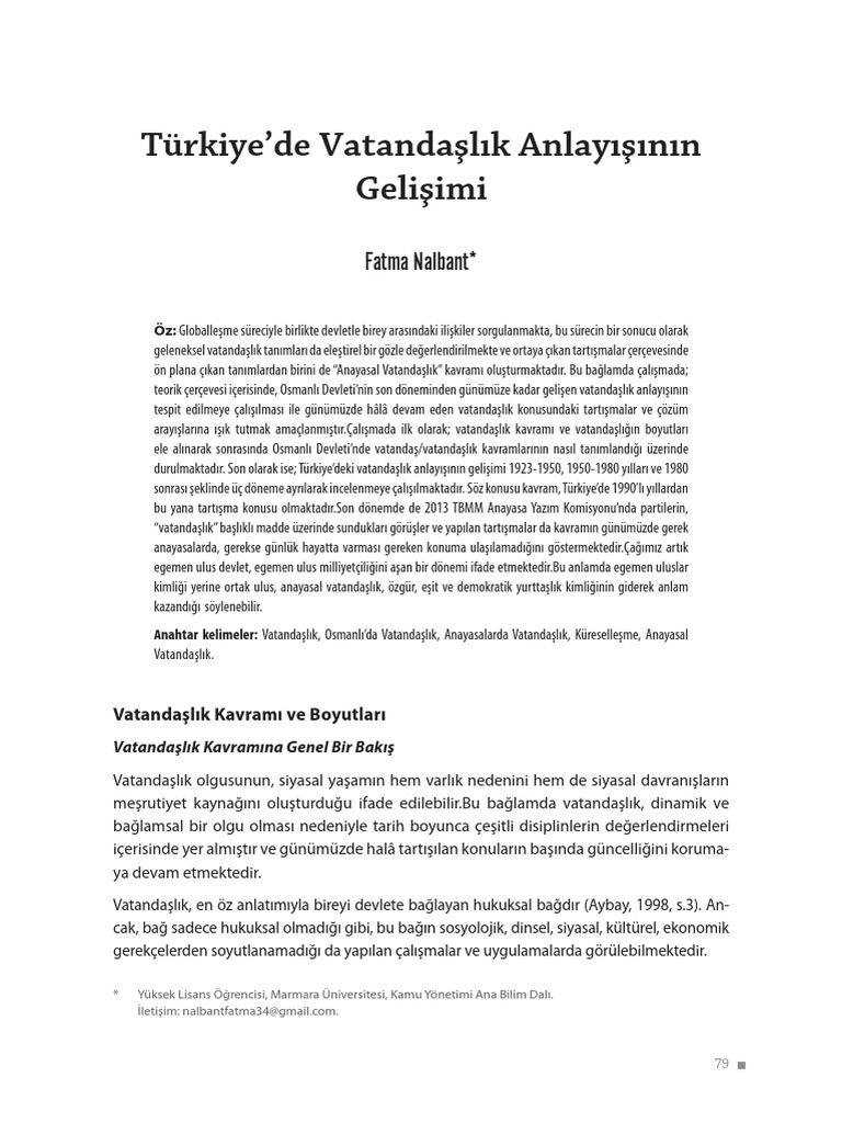 Turkiye de Vatandaslik Anlayisinin Gelis | PDF Turkiye de Vatandaslik Anlayisinin Gelis | PDF