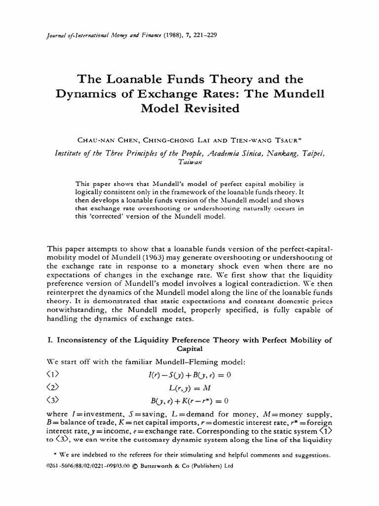 The Loanable Funds Theory and The Dynamics of Ex - 1988 - Journal of ...