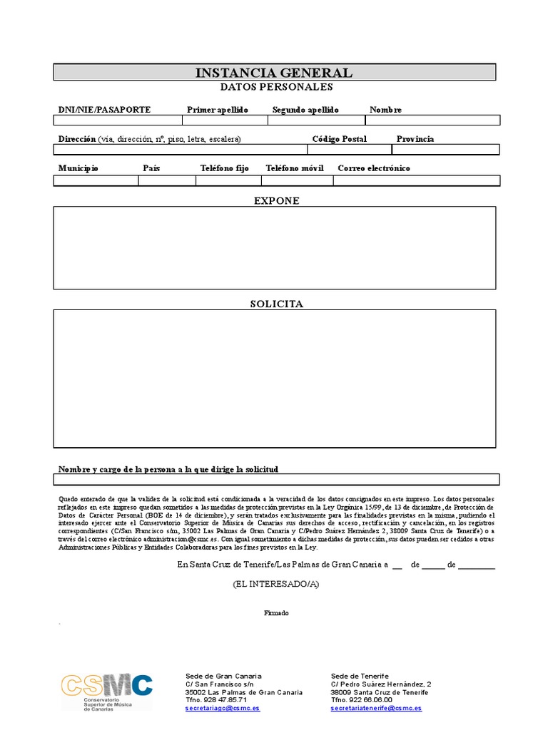 Modelo de Instancia General Solicitud | PDF