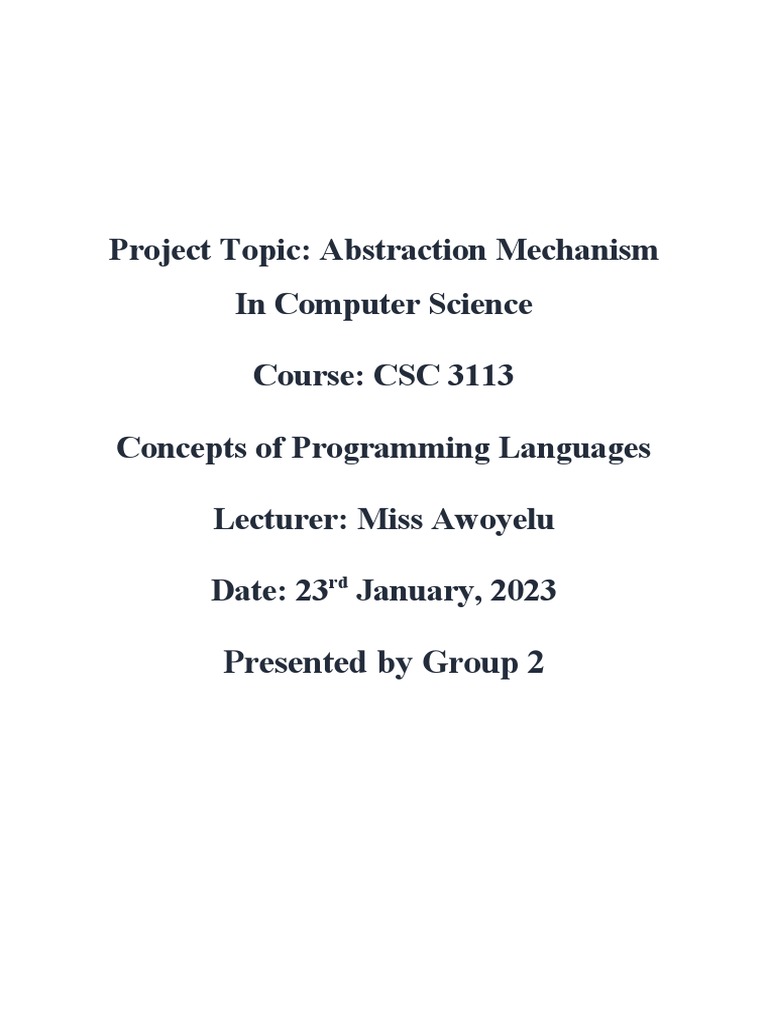 Abstraction Mechanism Group 2 | PDF | Abstraction (Computer Science) | Control Flow